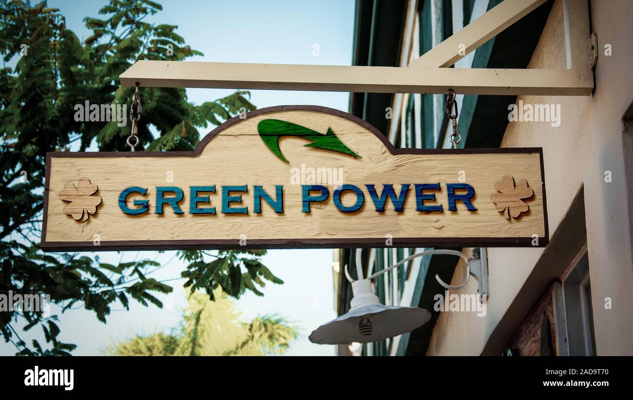 Street Sign to Green Power Stock Photo - Alamy