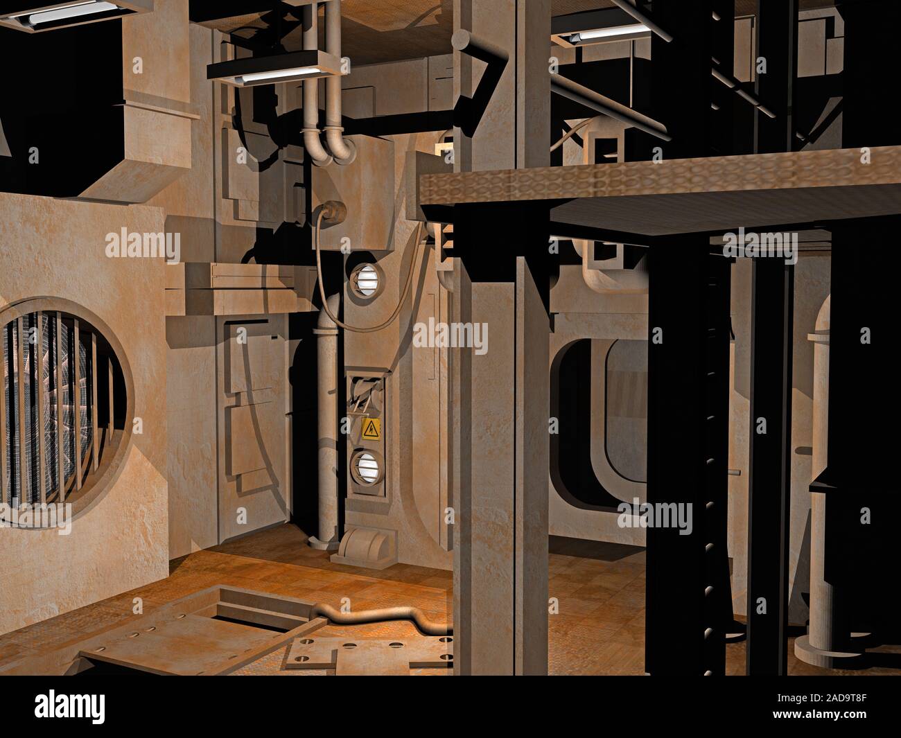 steel factory hall with wires Stock Photo - Alamy