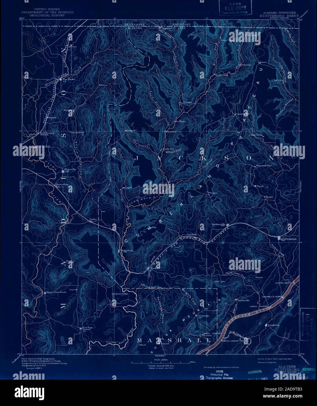USGS TOPO Map Tennessee AL Scottsboro 305863 1892 125000 Inverted ...