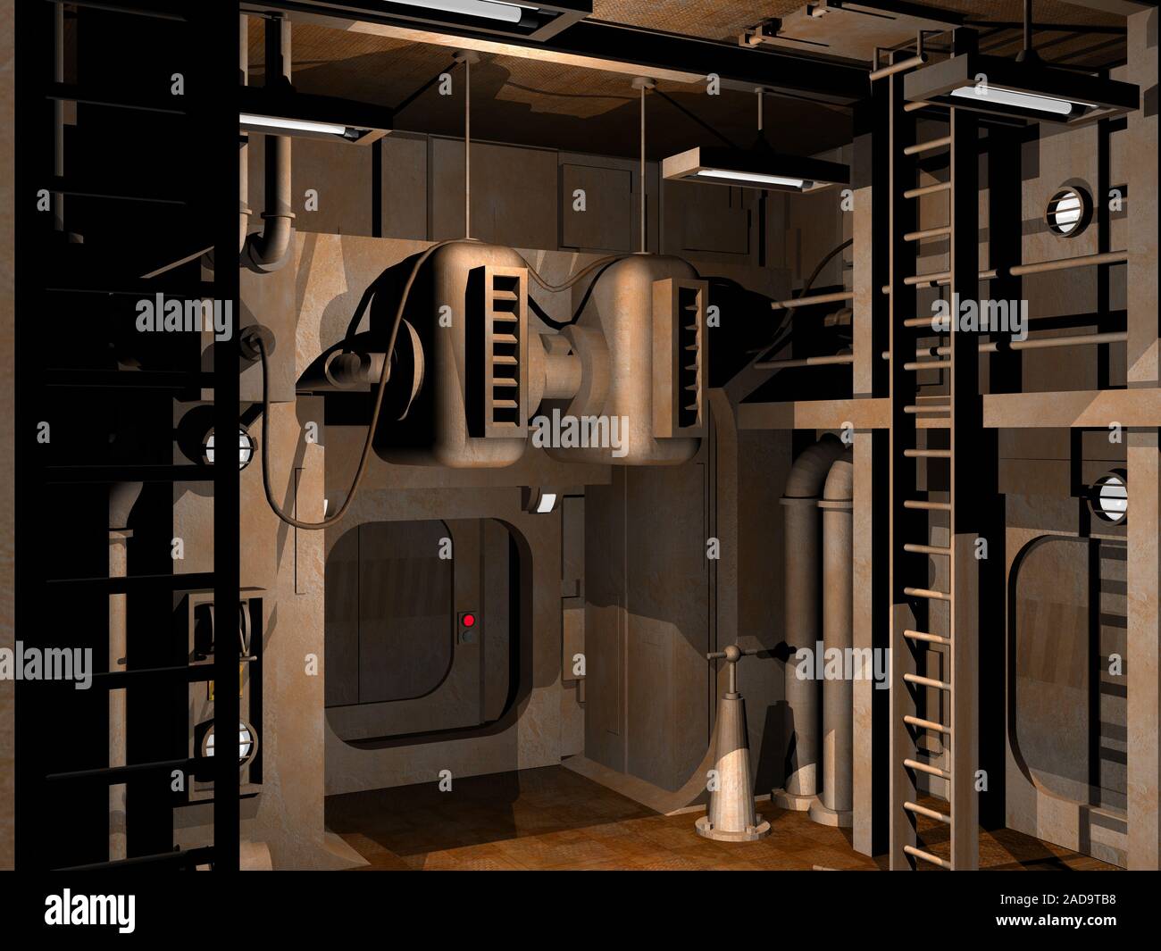 steel factory hall with wires Stock Photo - Alamy