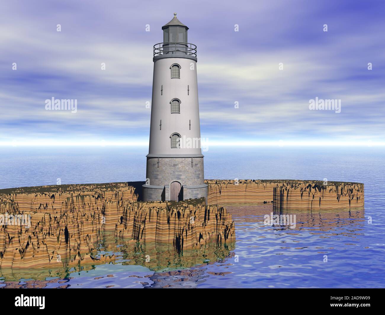 Lighthouse on rocks Stock Photo - Alamy