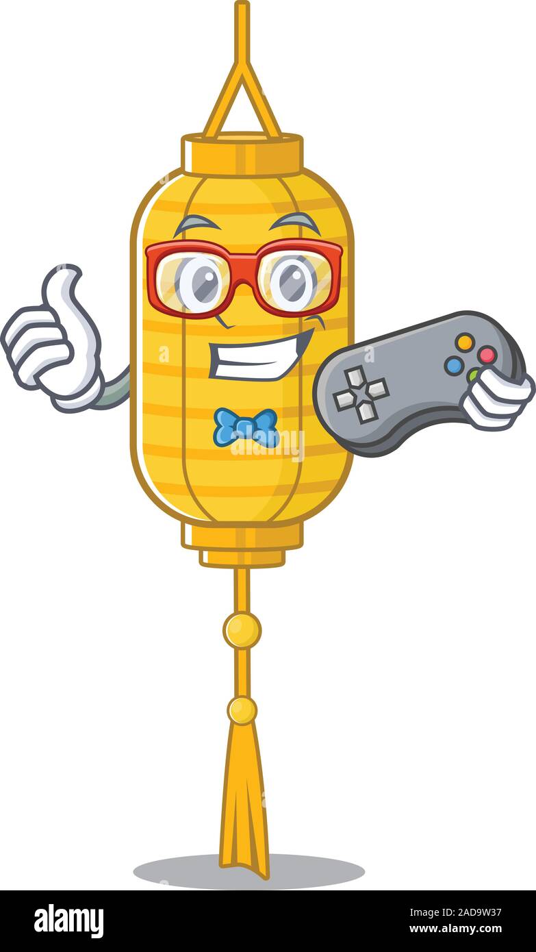 cute geek gamer lamp hanging cartoon character style Stock Vector Image ...