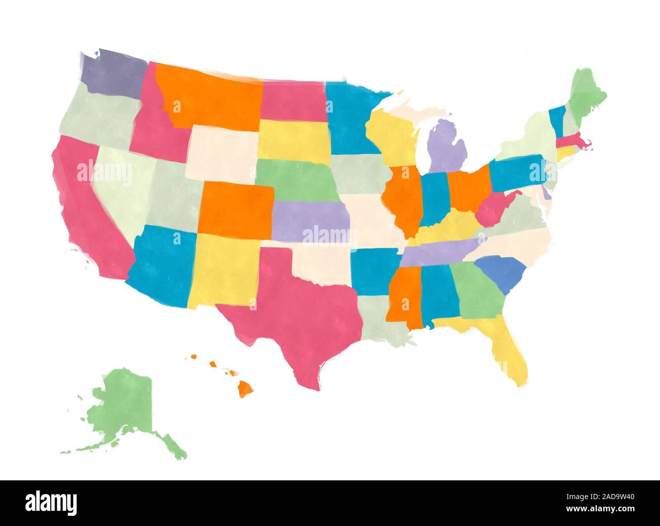 Watercolor usa map hi-res stock photography and images - Alamy