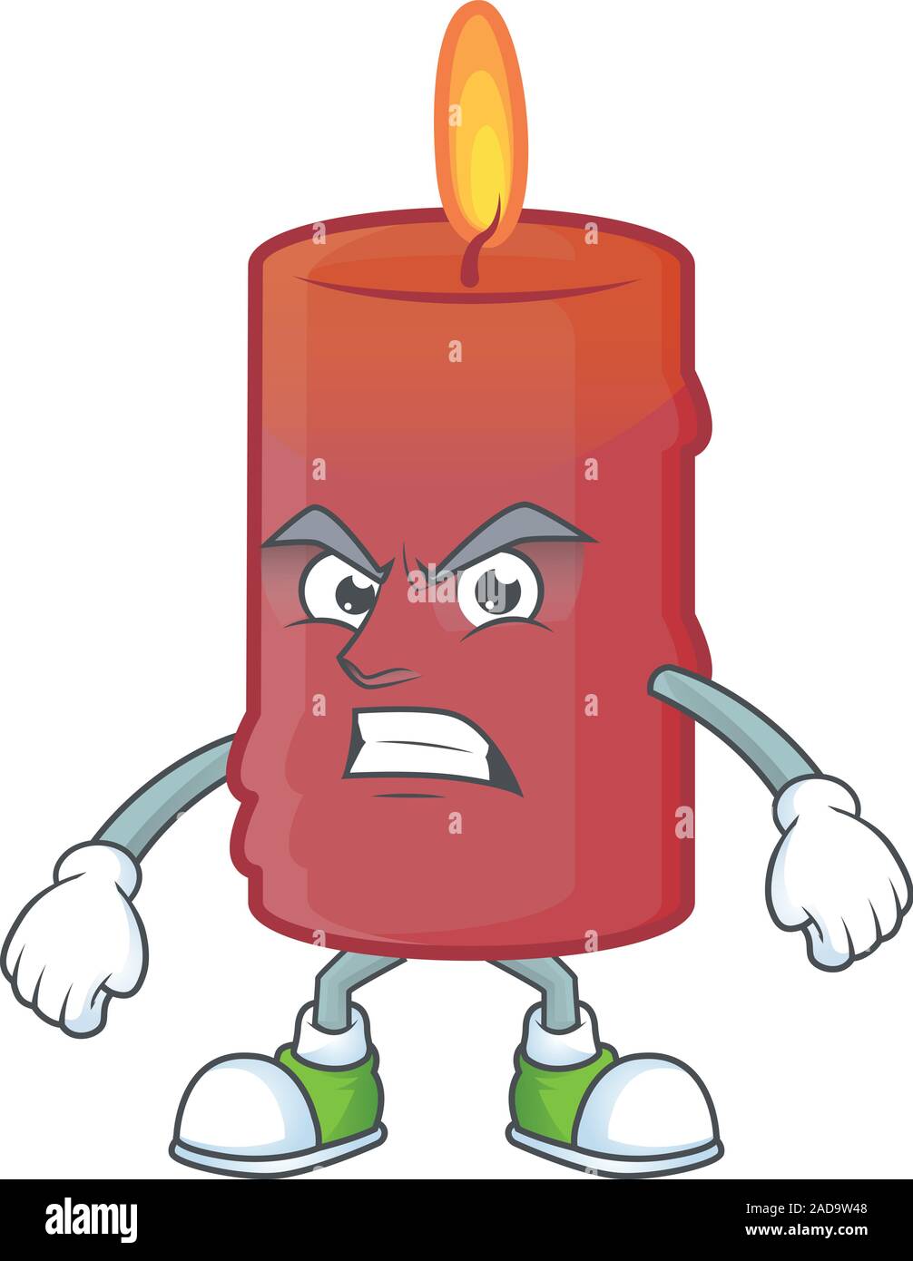 Red candle cartoon character style with angry face Stock Vector Image ...