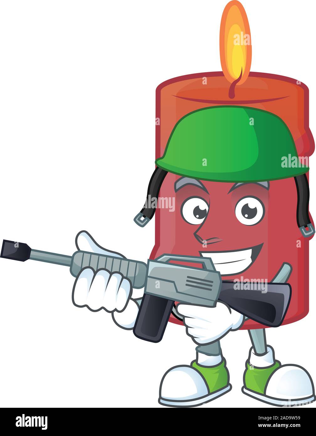 A cartoon style of red candle Army with machine gun Stock Vector Image ...