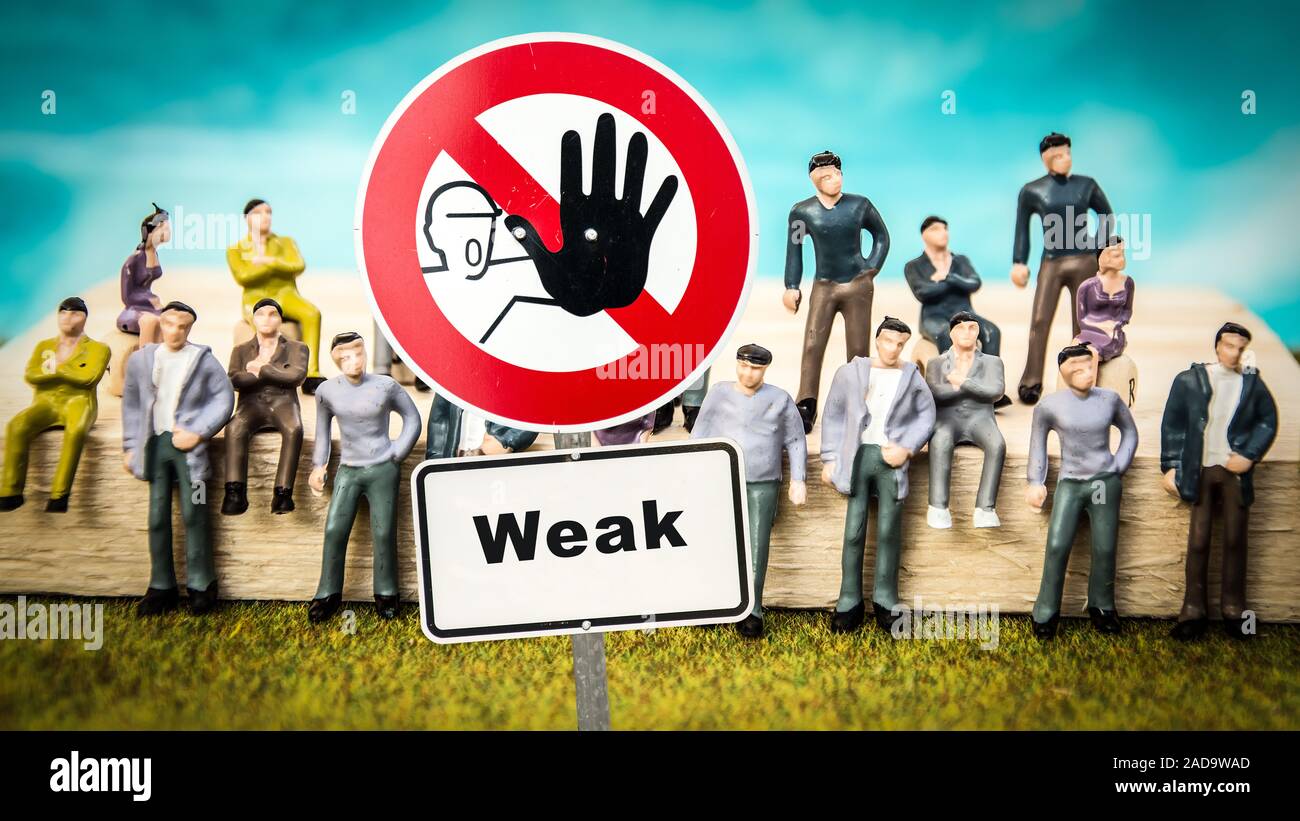 Street Sign to Powerful versus Weak Stock Photo - Alamy