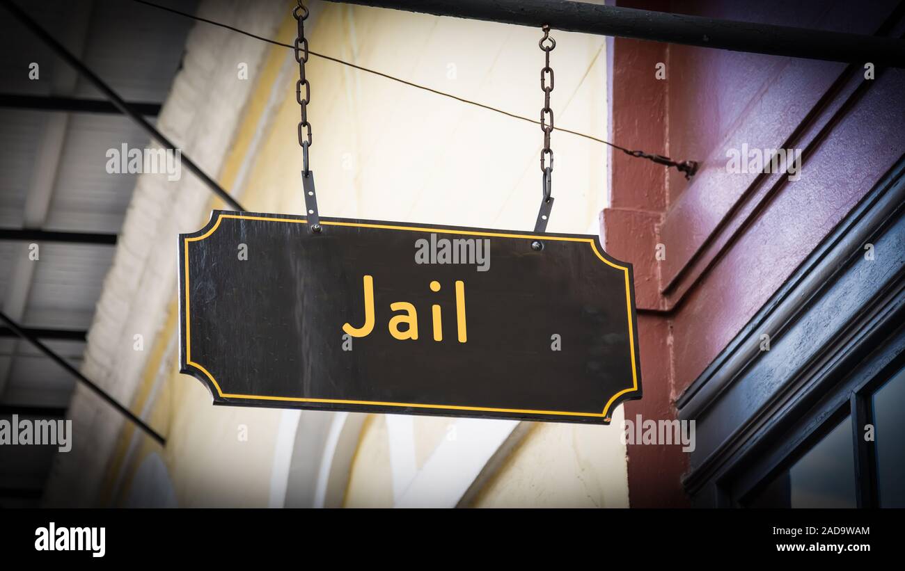Street Sign to Jail Stock Photo - Alamy