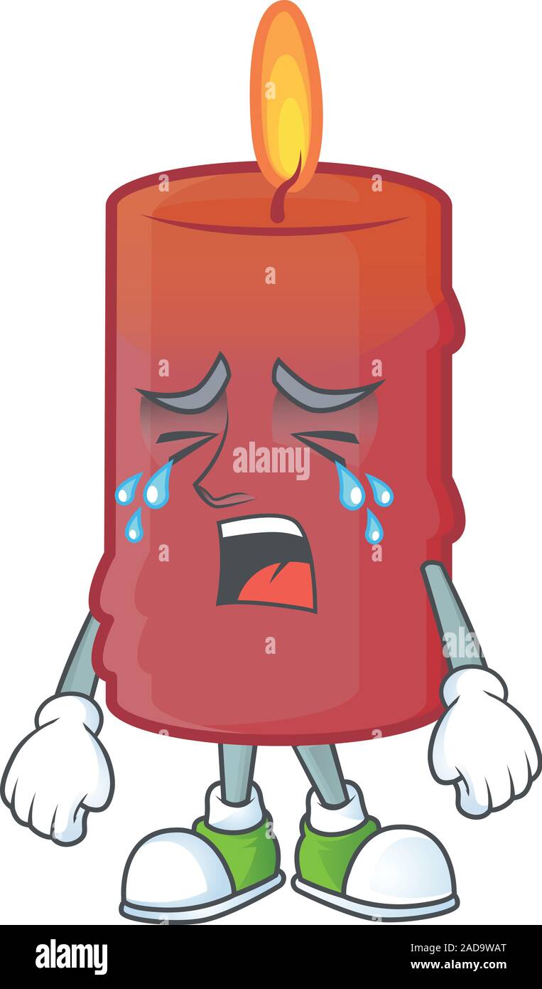 Sad Crying red candle cartoon character design style Stock Vector Image ...