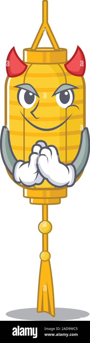 Cartoon character of lamp hanging on a Devil gesture design Stock ...