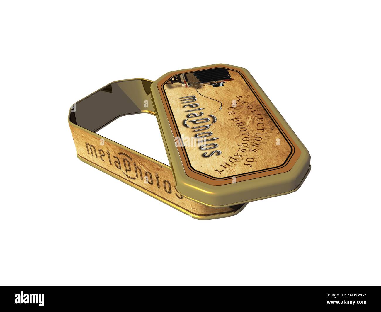 brown printed tin can Stock Photo - Alamy