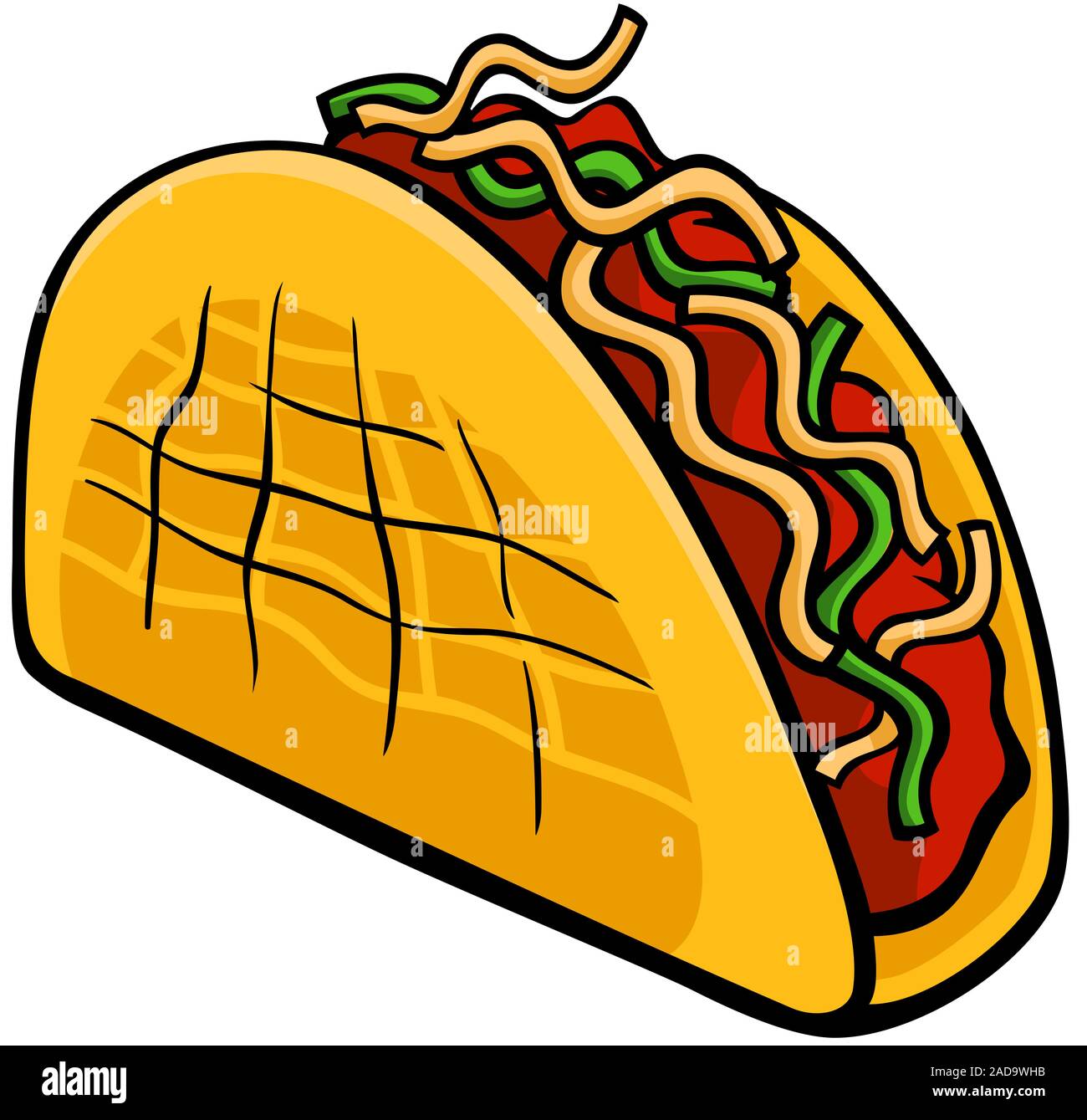 Mexican taco food object cartoon illustration Stock Photo - Alamy
