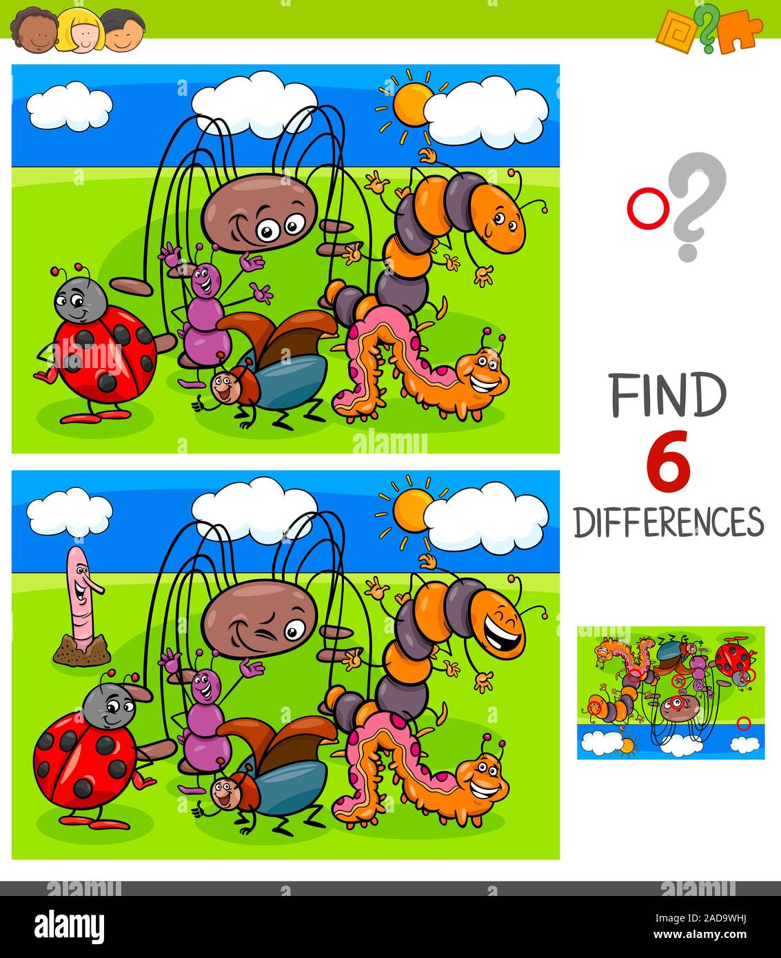 finding differences game with insects Stock Photo - Alamy
