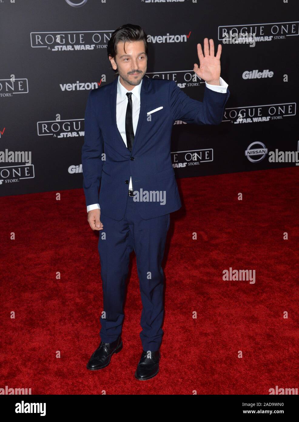 Actor Diego Luna at the world premiere of "Rogue One: A Star Wars Story ...