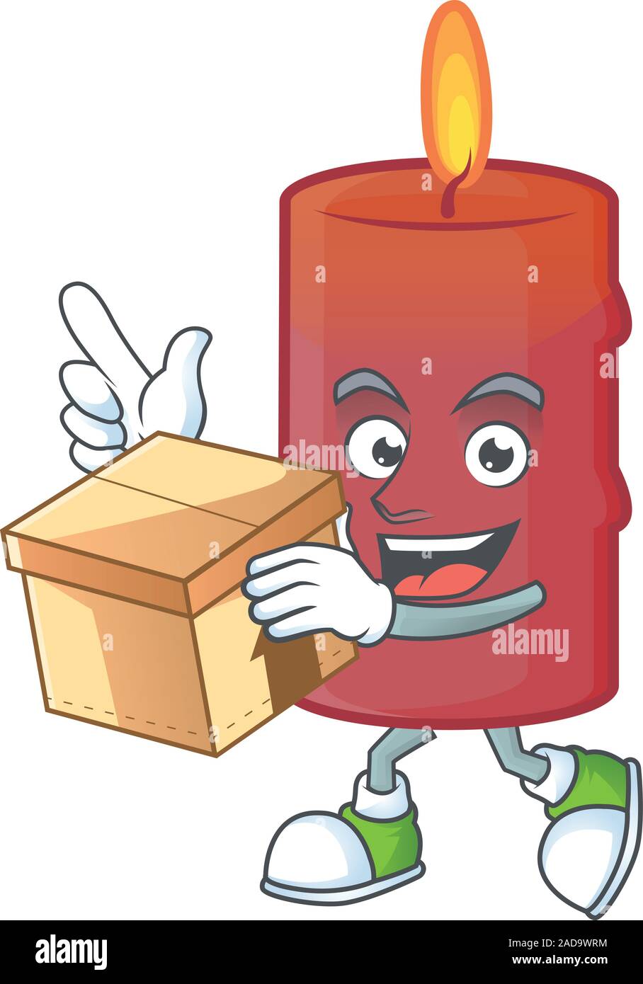 With box Super Funny red candle cartoon character style Stock Vector ...