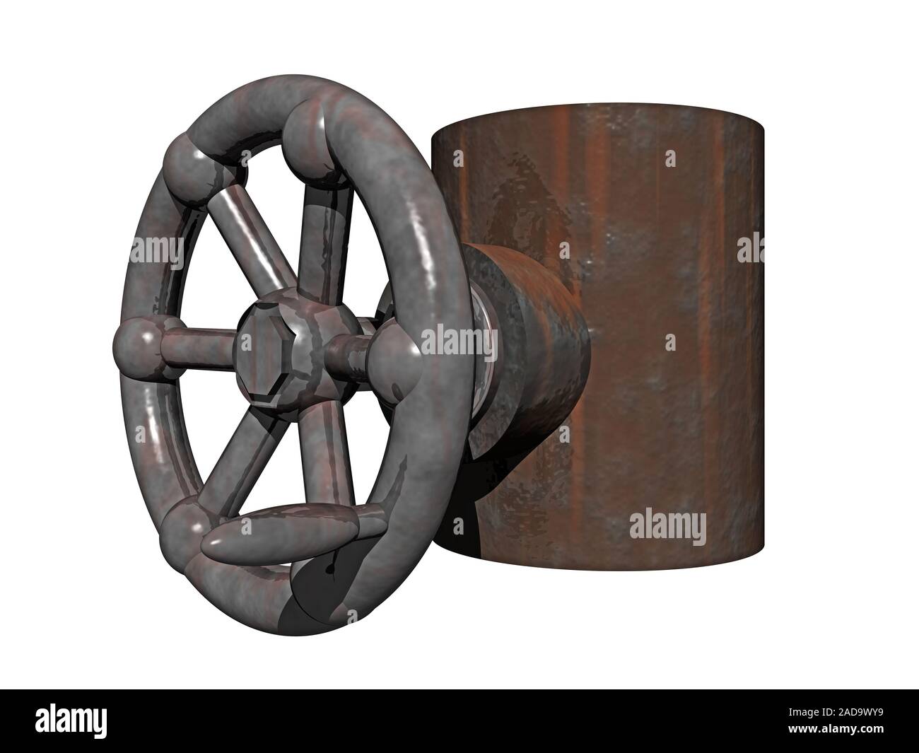 Rotary wheel on steel pipe Stock Photo - Alamy