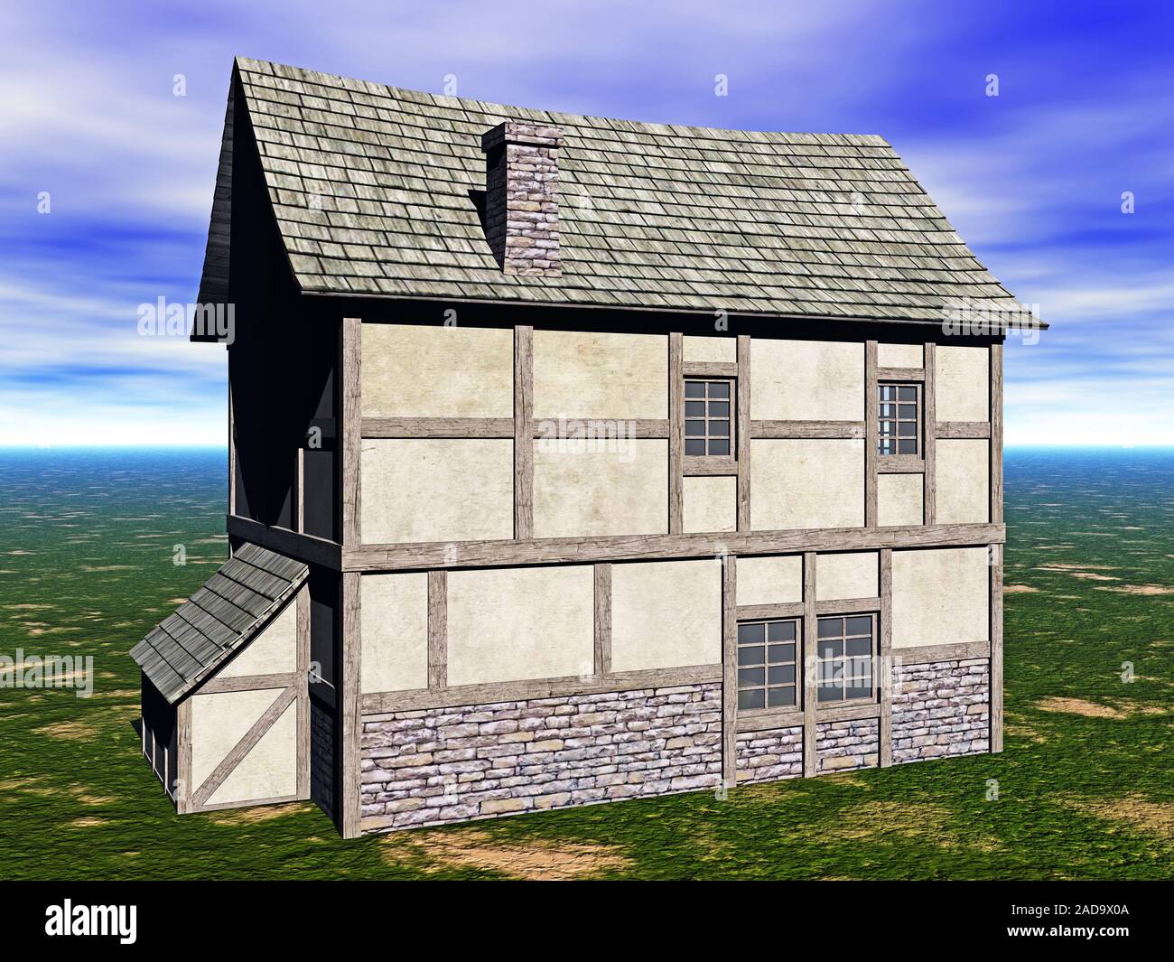 old country house on the field Stock Photo - Alamy