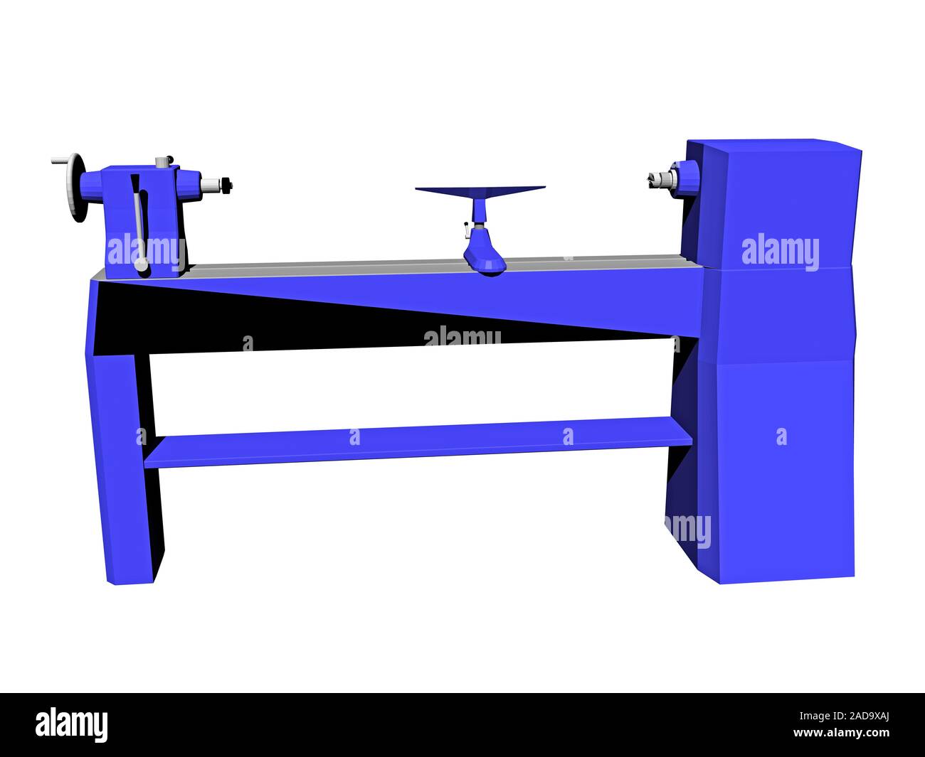 blue lathe in the workshop Stock Photo - Alamy