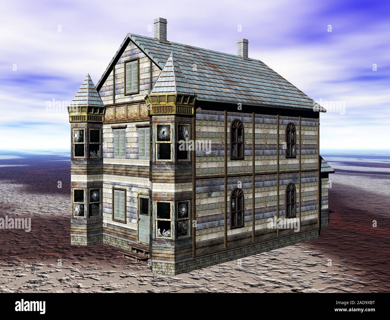 old country house with turrets Stock Photo - Alamy