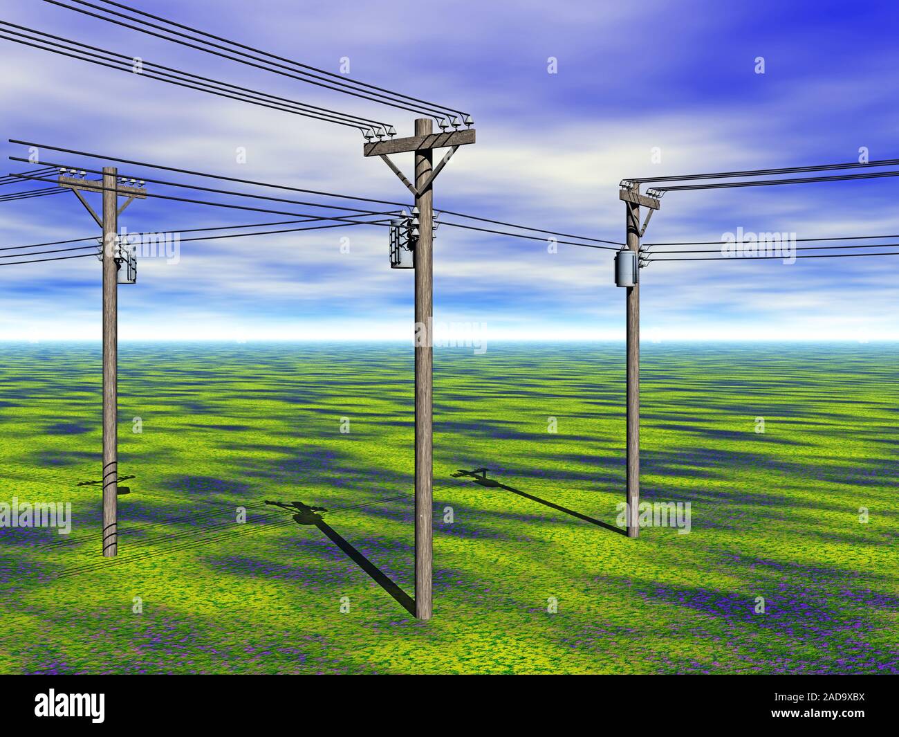 Line wooden poles hi-res stock photography and images - Alamy