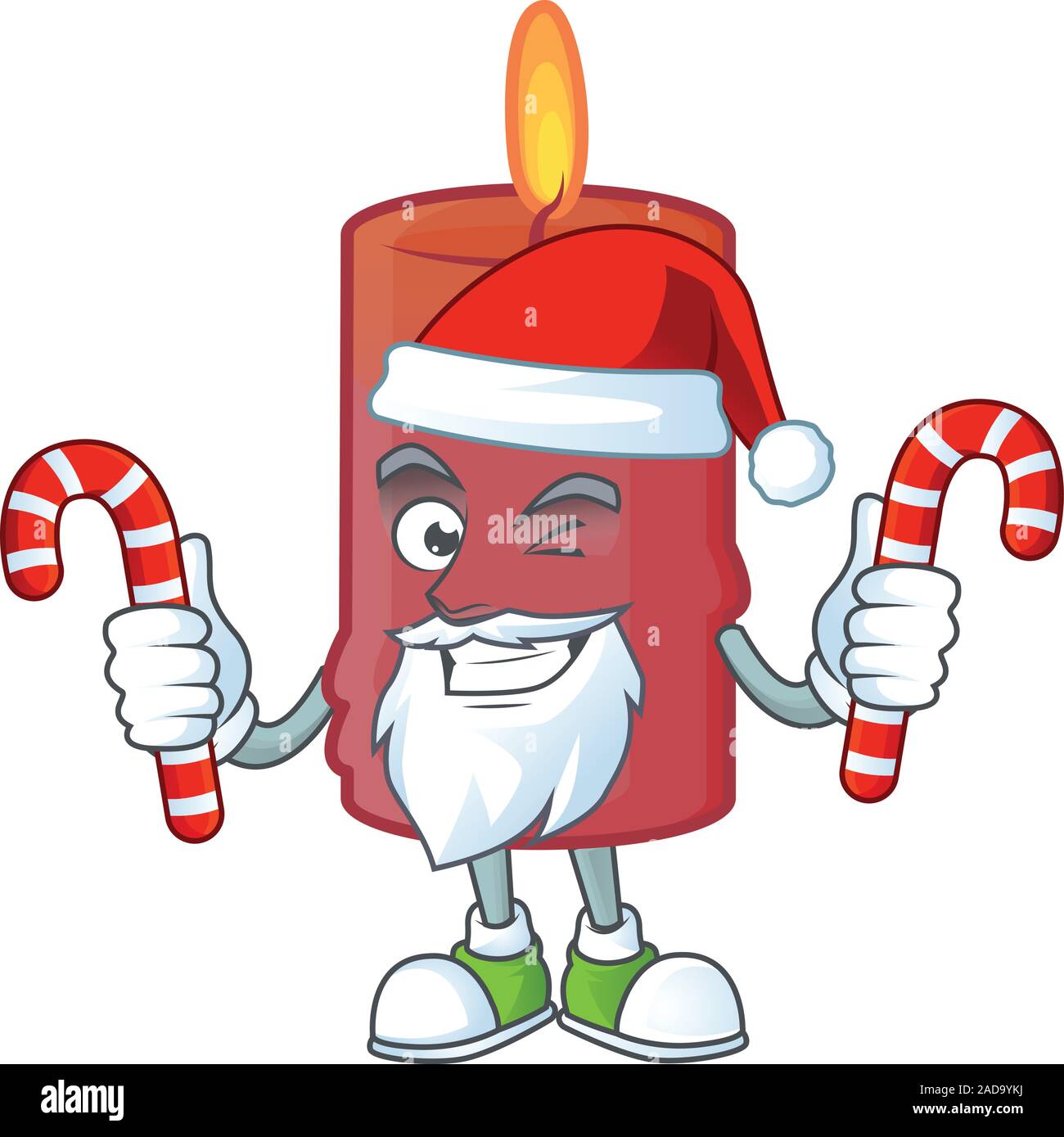 Red candle Cartoon character in Santa with candy Stock Vector Image ...