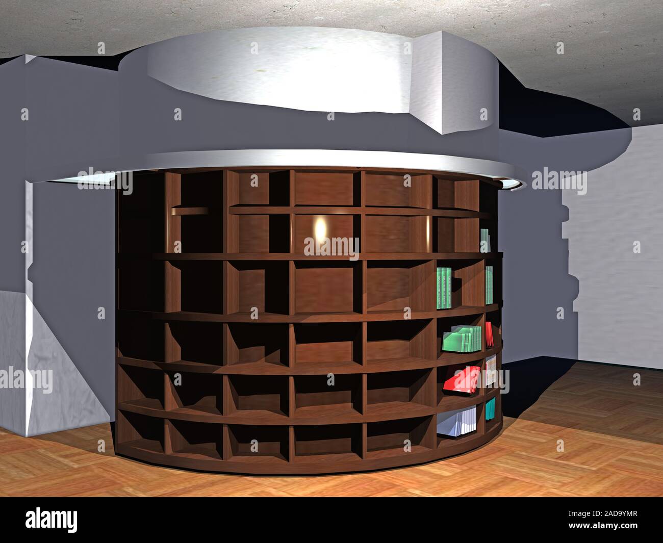 round wooden bookshelf Stock Photo - Alamy