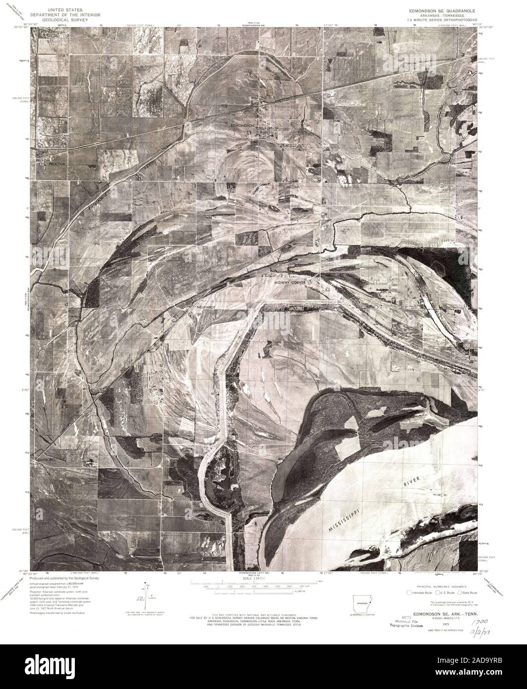 USGS TOPO Map Tennessee AR Edmondson SE 258379 1975 24000 Restoration ...