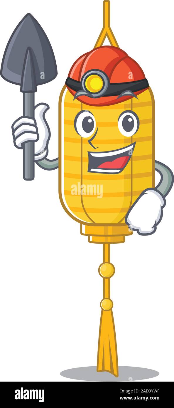 Cool Miner lamp hanging of cartoon mascot style Stock Vector Image ...