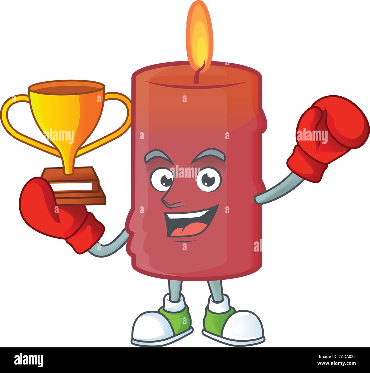 Super cool Boxing winner red candle in mascot cartoon style Stock ...