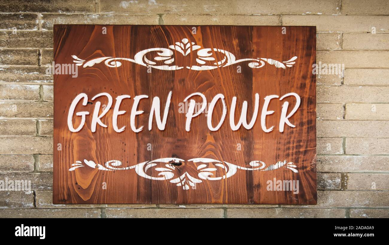 Street Sign to Green Power Stock Photo - Alamy