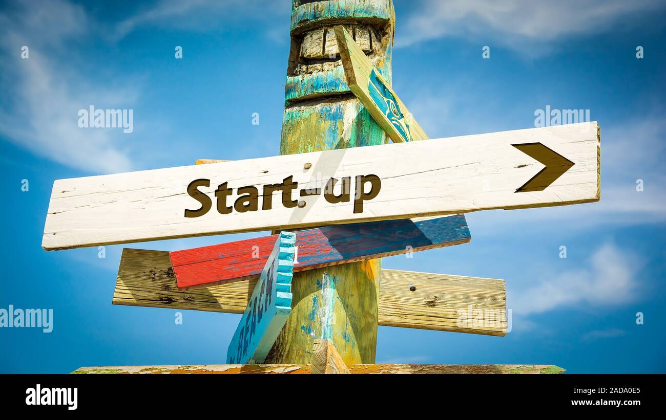 Street Sign to Start-Up Stock Photo - Alamy