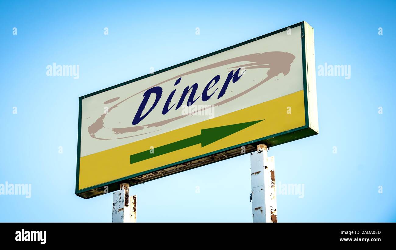 Street Sign to Diner Stock Photo - Alamy