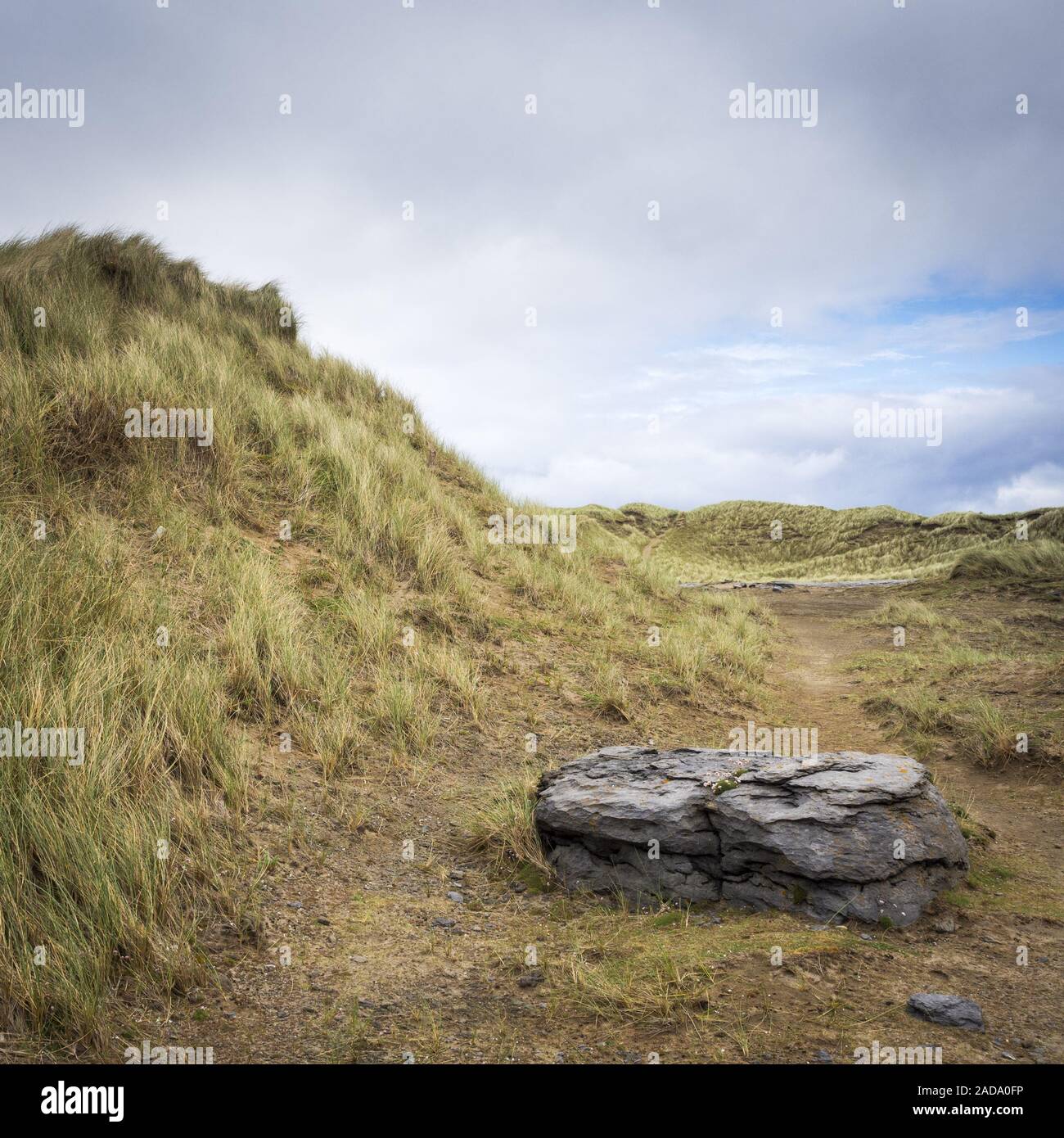 The burren with fog at dunes of fanore beach Stock Photo - Alamy