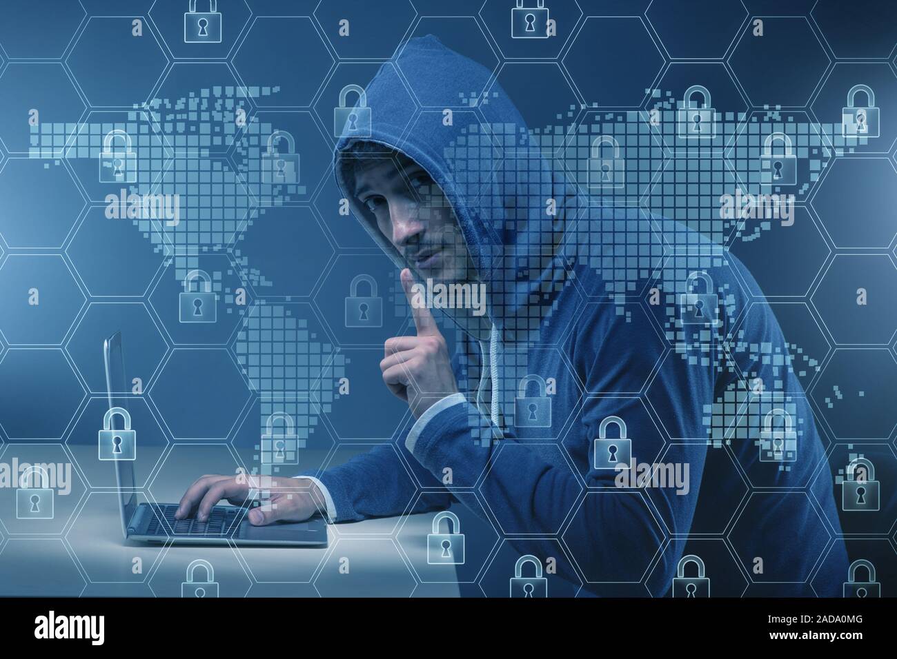 Hacker in digital security concept Stock Photo - Alamy