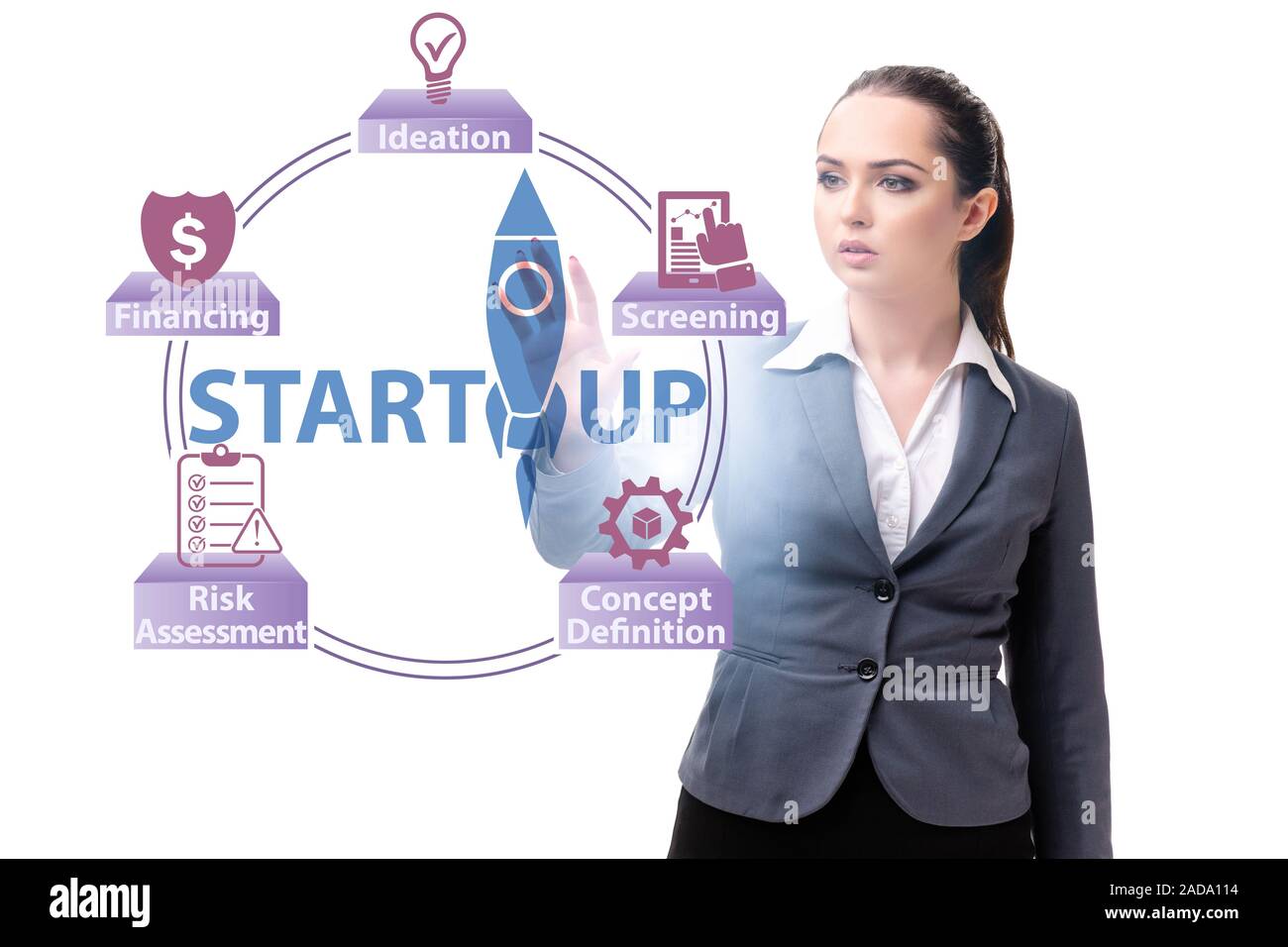 Woman start button Cut Out Stock Images & Pictures - Alamy