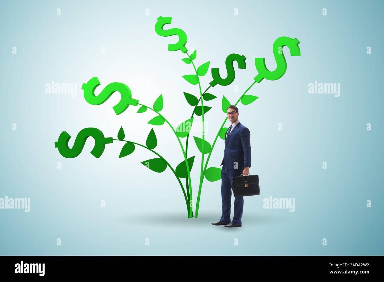 Money tree concept with businessman in growing profits Stock Photo - Alamy
