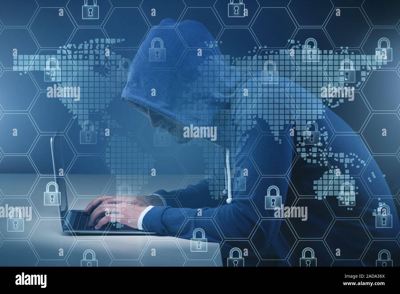 Hacker in digital security concept Stock Photo - Alamy