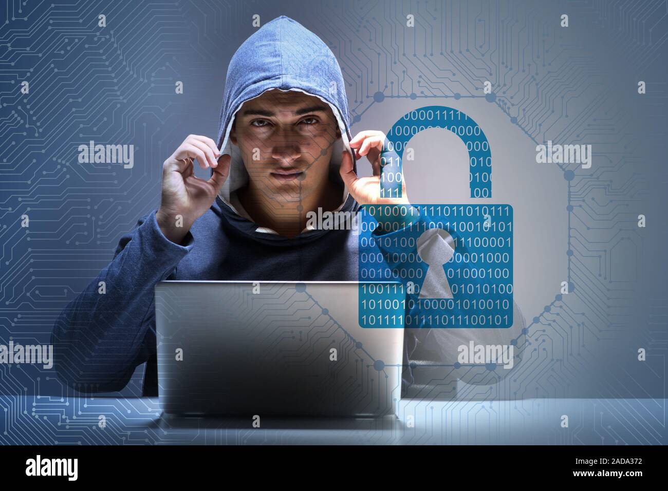 Young hacker in cybersecurty concept Stock Photo - Alamy