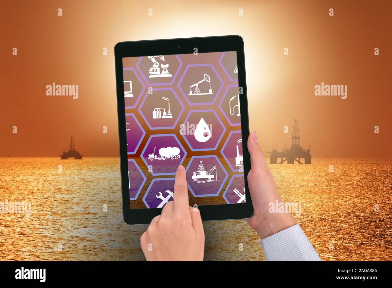 Oil worker in remote operations concept in oil industry Stock Photo - Alamy