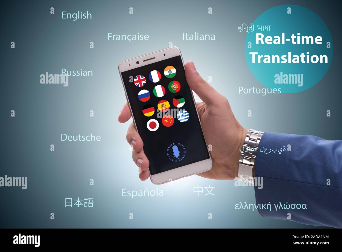 Concept of real time translation with smartphone app Stock Photo - Alamy
