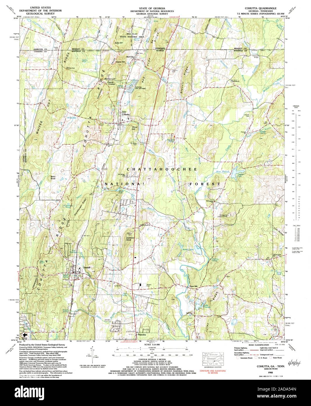 USGS TOPO Map Tennessee GA Cohutta 245361 1982 24000 Restoration Stock ...
