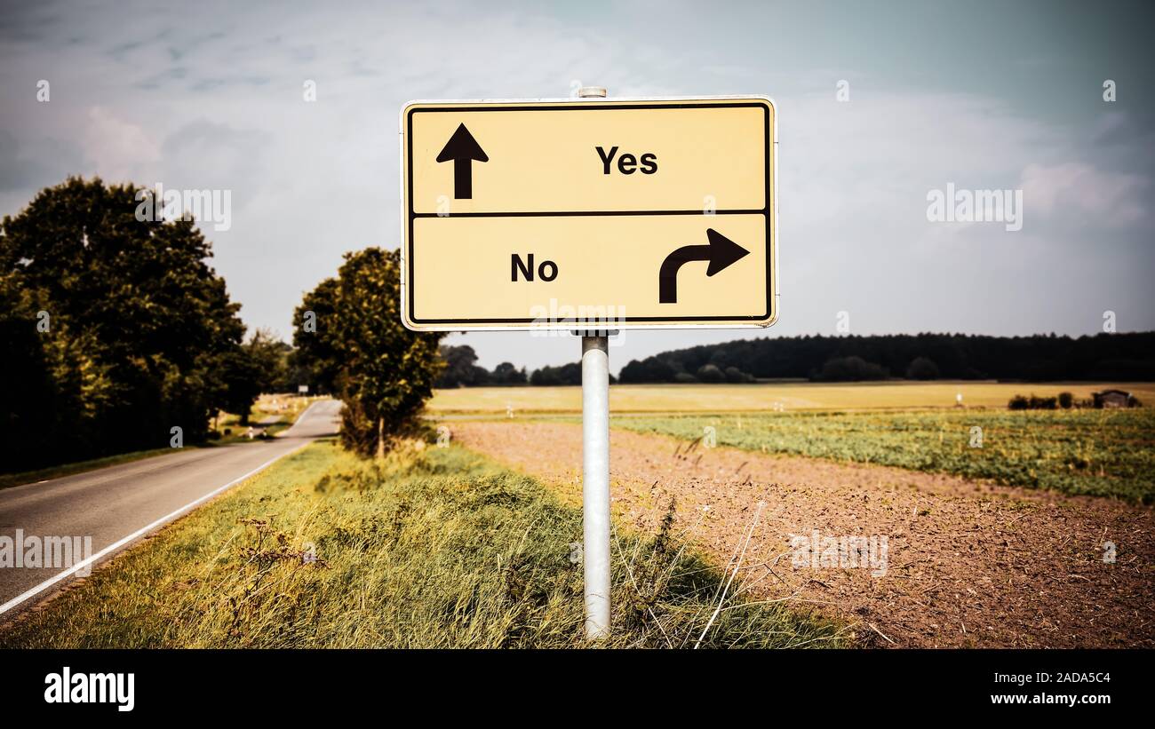 Street Sign to Yes versus No Stock Photo - Alamy