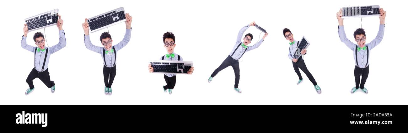 Computer geek nerd in funny concept Stock Photo - Alamy