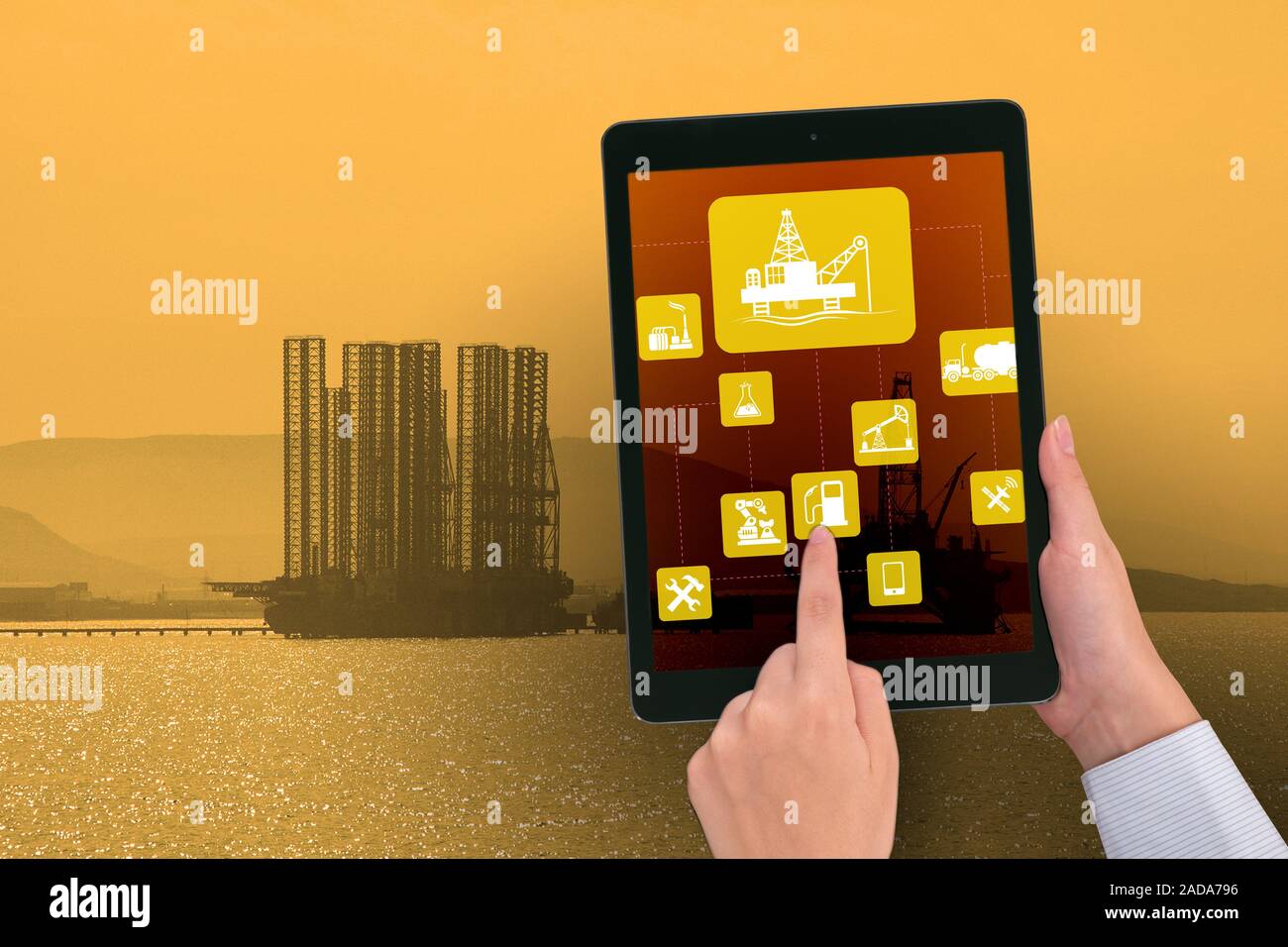 Oil worker in remote operations concept in oil industry Stock Photo - Alamy