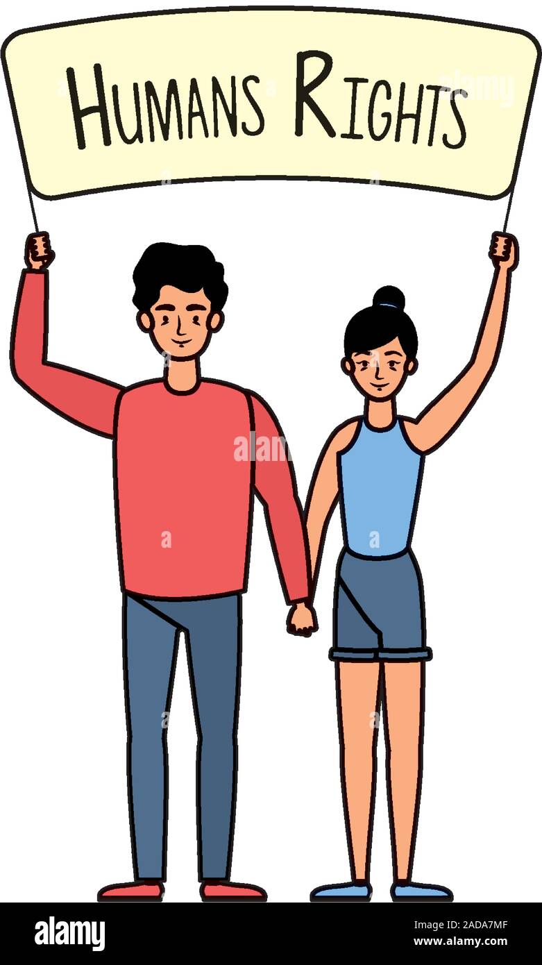 young lovers couple with human rights label Stock Vector Image & Art ...