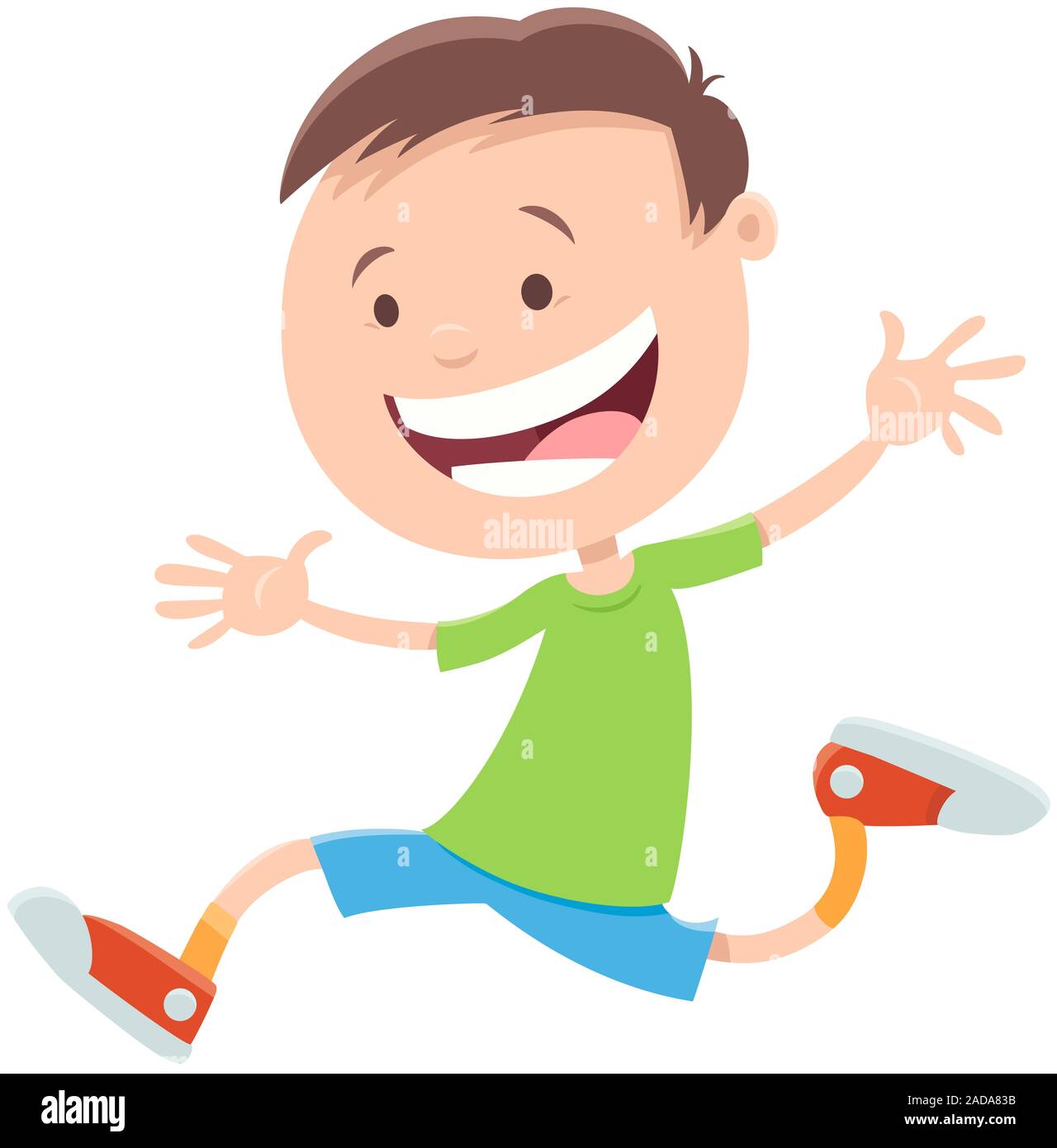 happy running boy cartoon character Stock Photo - Alamy