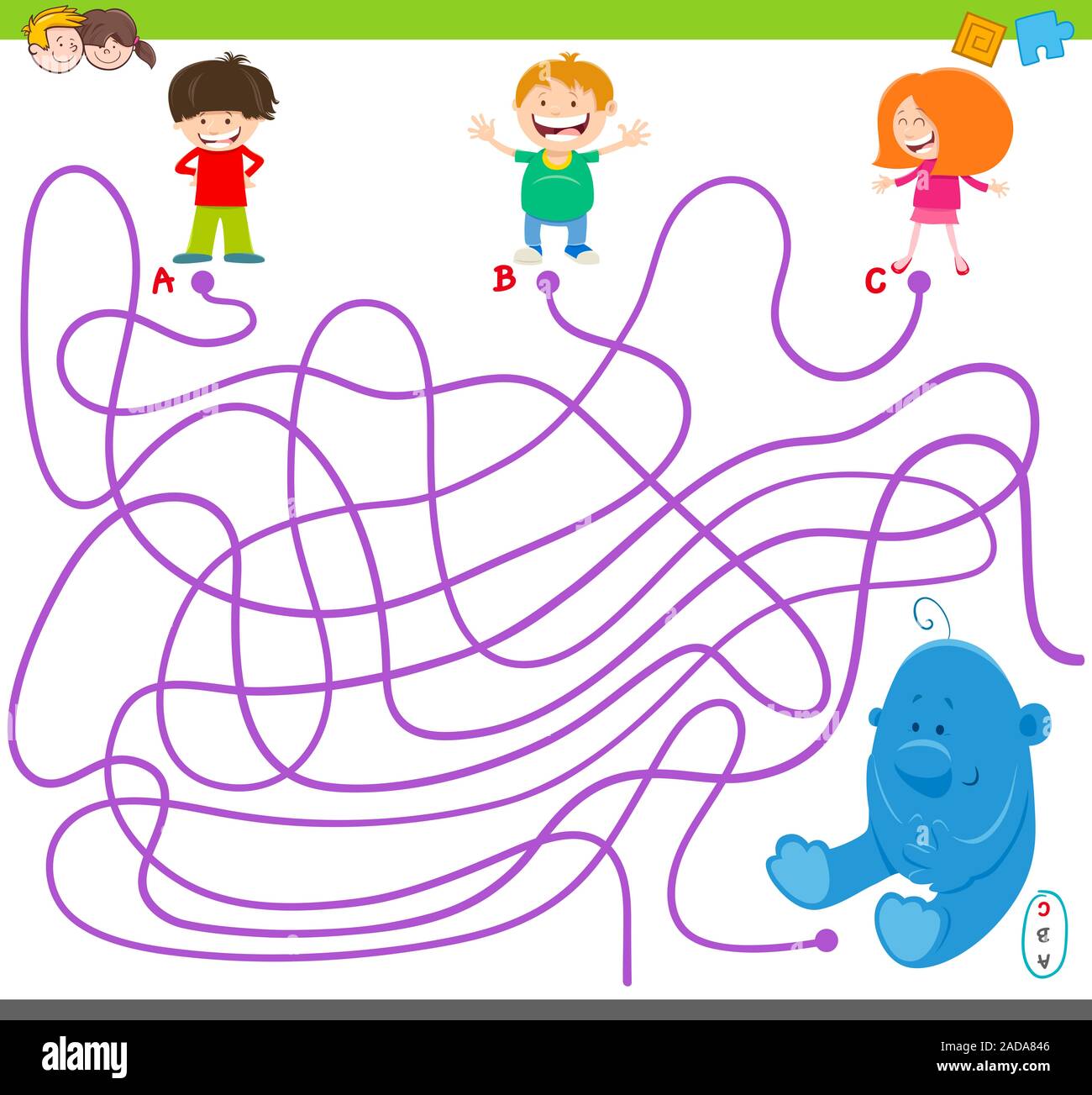maze game with kids and plush toy Stock Photo - Alamy