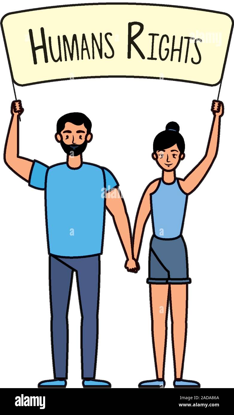 young lovers couple with human rights label Stock Vector Image & Art ...