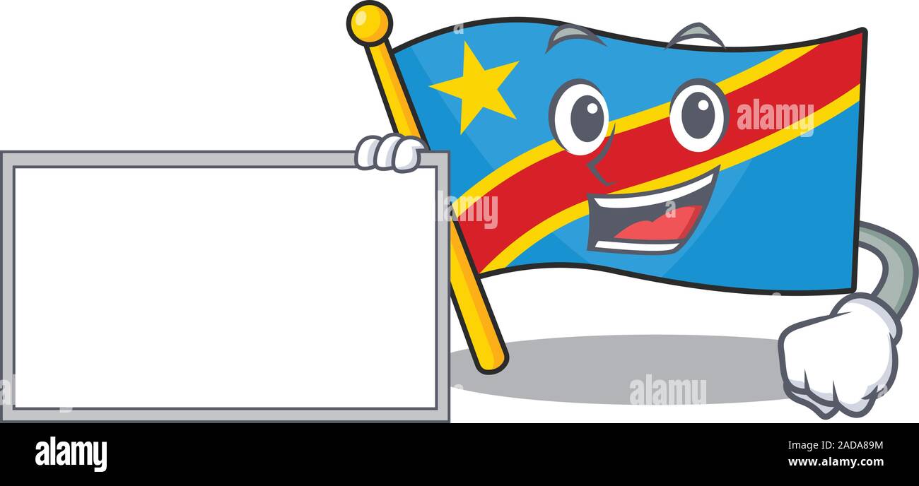 Flag democratic republic with board cartoon Character design style ...
