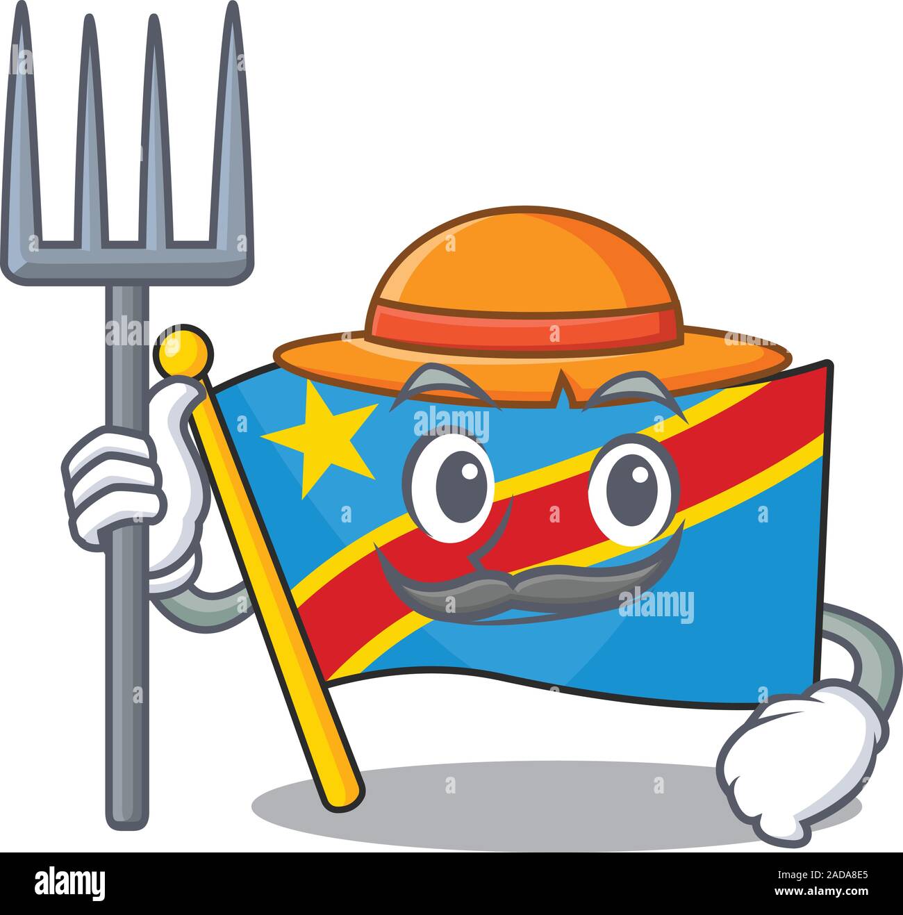 cute cartoon character flag democratic republic raised up board Stock ...