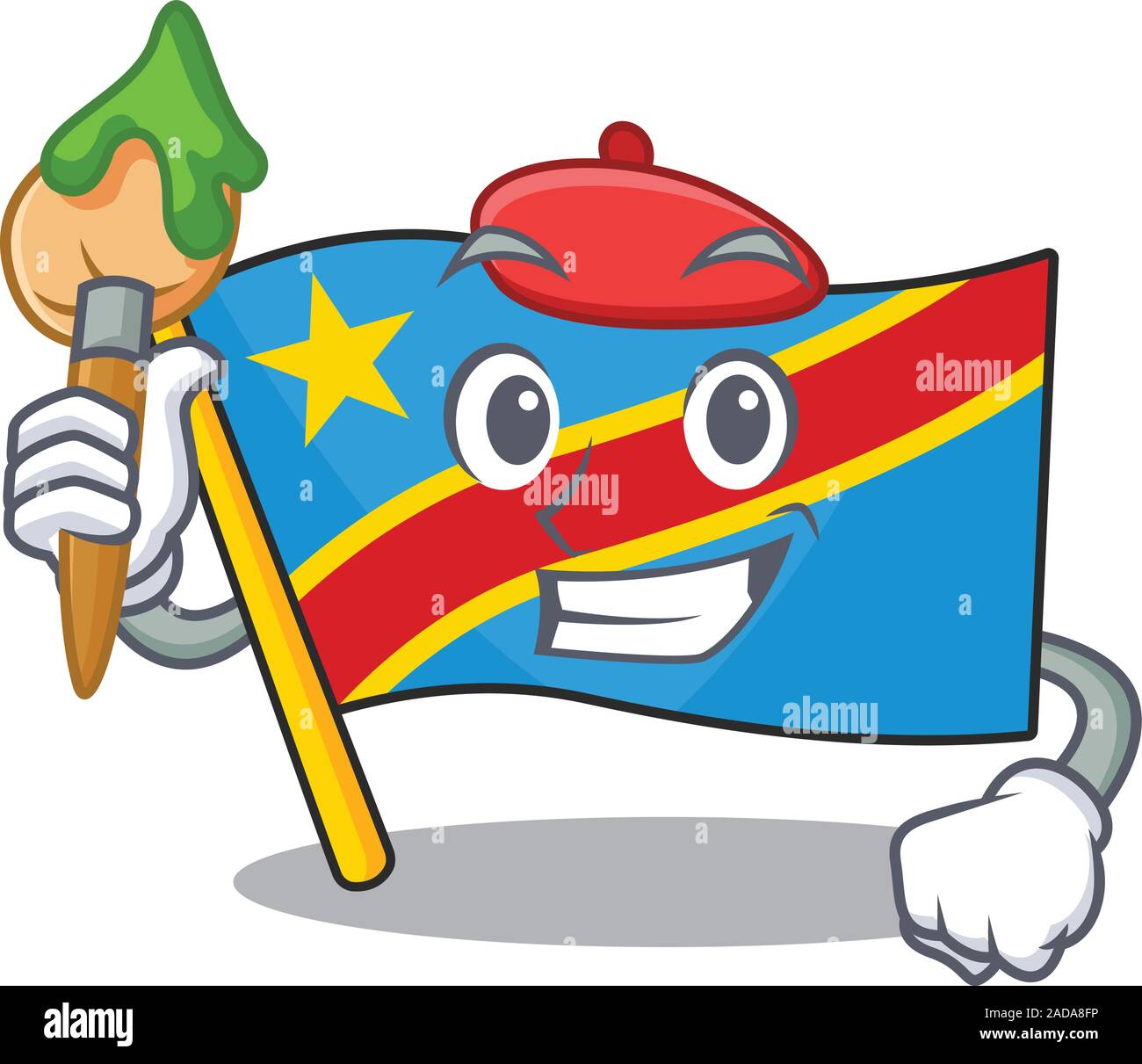 Cheerful flag democratic republic Artist cartoon character with brush ...